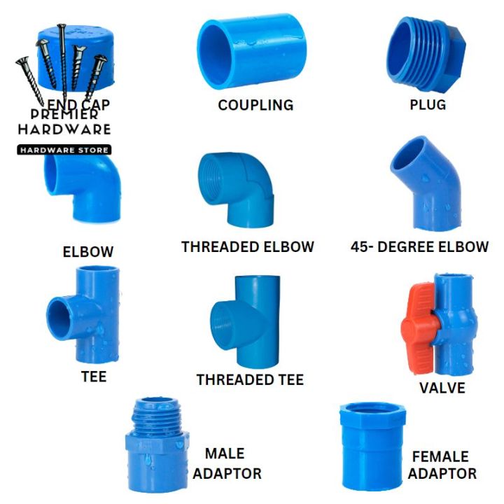 PVC Blue Fittings 1/2 to 1 (Elbow, Tee, Coupling, Male Adaptor, Female ...
