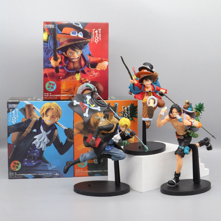 19.5cm One Piece figure raise the flag luffy，ace，sabo Backpack Anime ...