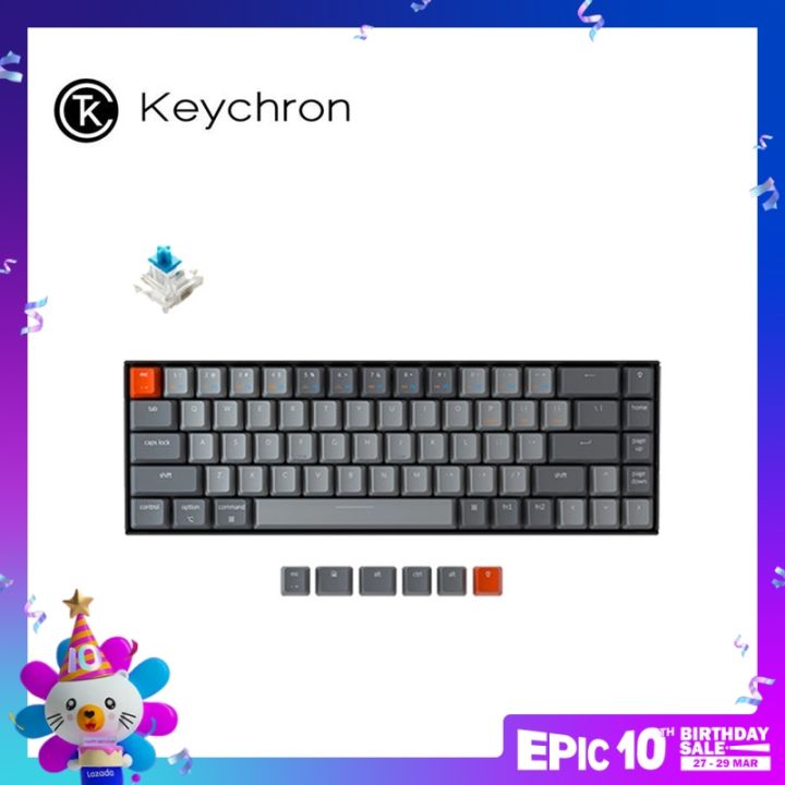 KEYCHRON ALUMINUM MECHANICAL KEYBOARD K6 WIRELESS RGB - GATERON BLUE ...