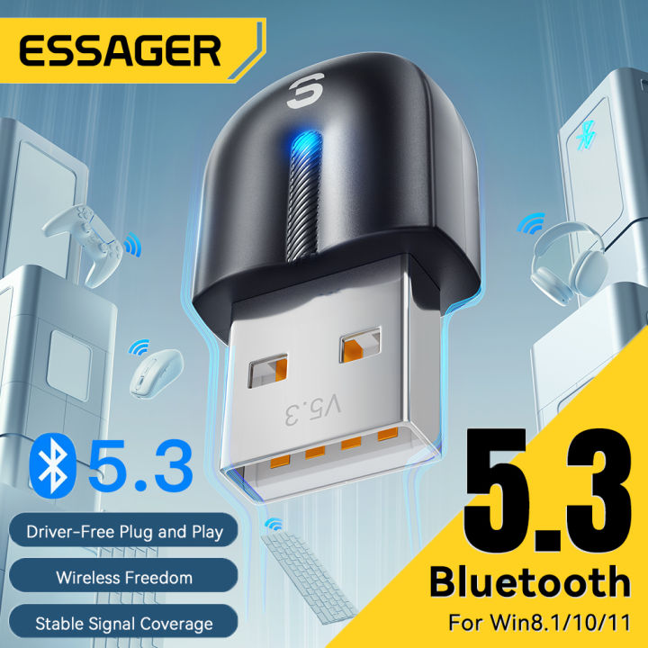 Essager USB Bluetooth Adapter Dongle Bluetooth 5.3 for PC Laptop ...
