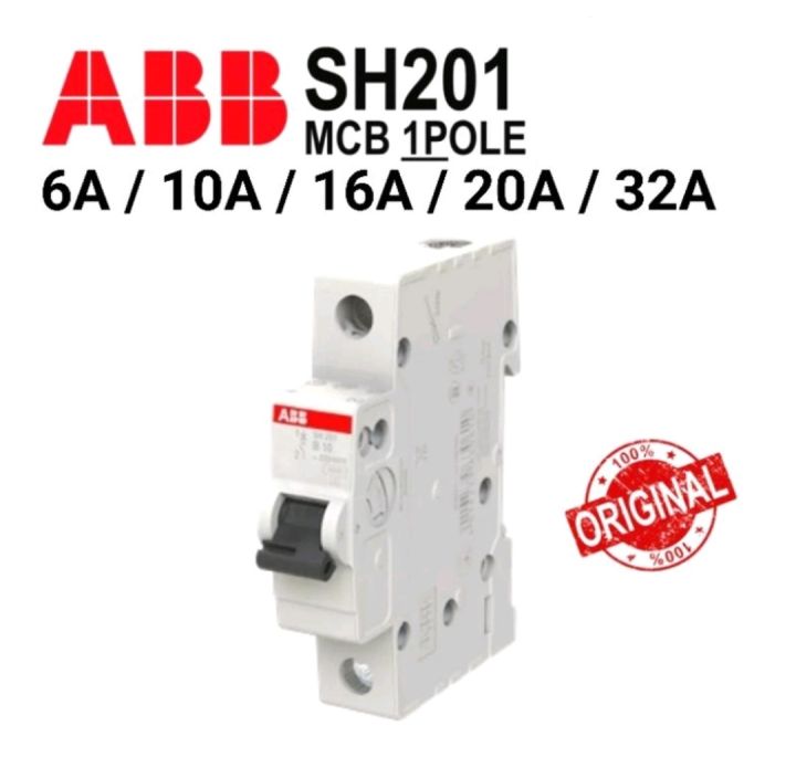 ABB 6A 10A 16A 20A 32A 40A 63A 1Pole MCB 4.5kA SIRIM Aproved (SH201L) | Lazada