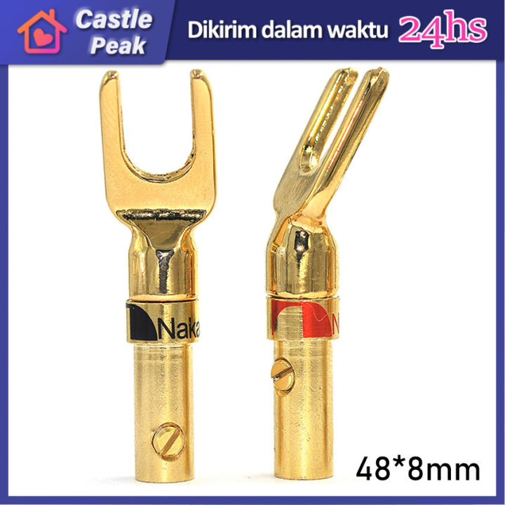 2 Pcs Konektor Speaker Kabel Power Amplifier Subwoofer Model U Copper ...