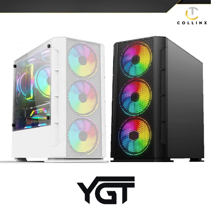 YGT B708 Case Desktop Casing | A-metal mesh | Tempered Glass Side Panel ...