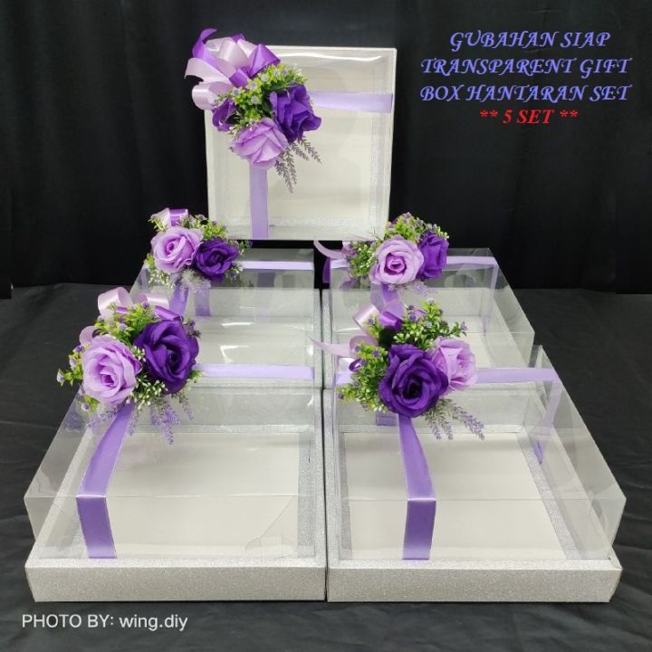[DIY] 1 PCS | GUBAHAN SIAP KOTAK TRANSPARENT HANTARAN SET DENGAN BUNGA ...