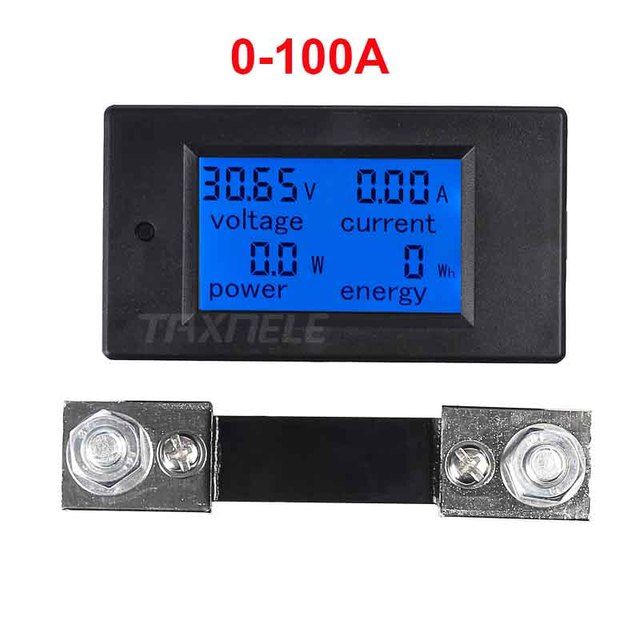 DC Voltmeter Ammeter Power Energy Digital Voltage Current Meter LCD 4 inch DC 6.5-100V 20A 50A ...