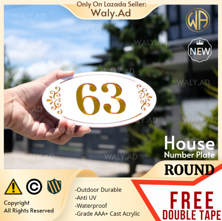 Round Modern House Number Plate Nombor Plat Rumah Bulat 门牌号码定制 椭圆形 No ...