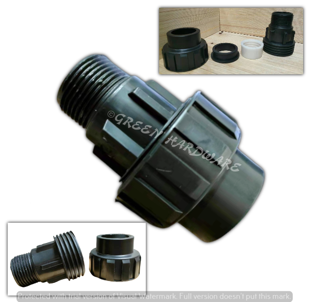 1PCS PE Male Adaptor PE Black Connector (1/2", 3/4" & 1") PE Quick ...