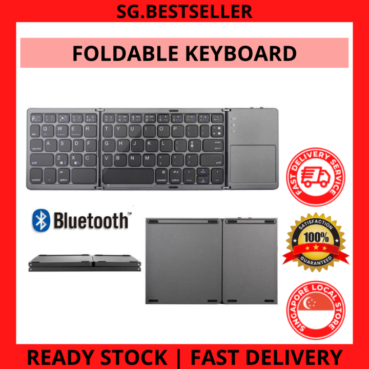 Sg Stock B033 Mini Folding Keyboard Bluetooth Foldable Wireless Keypad Touchpad Windows