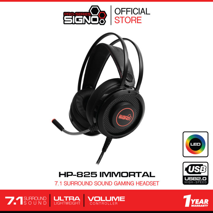 SIGNO 7.1 Surround Sound Gaming Headphone รุ่น IMMORTAL HP-825 (หูฟัง ...