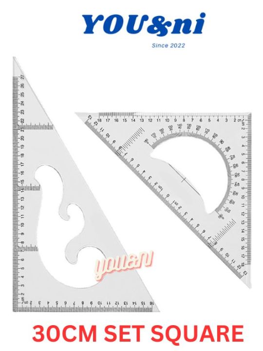 COKAI 30CM Large Triangle Ruler Square Set Plastic Triangular Scale ...