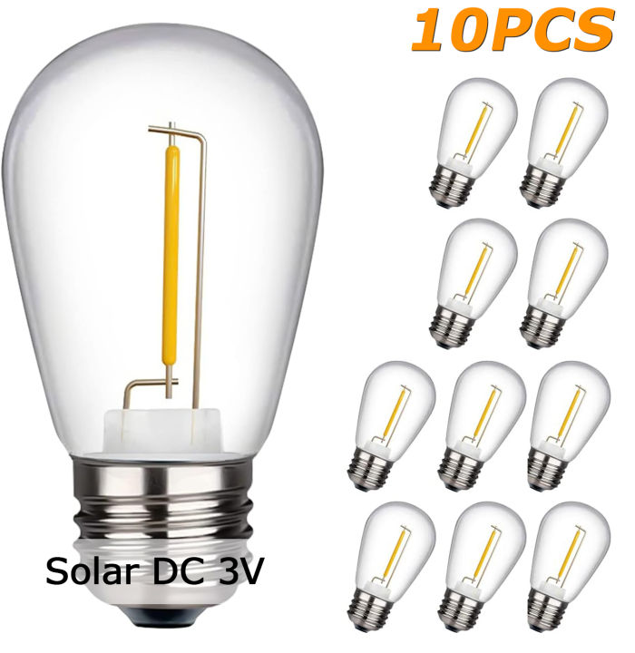 1-6pcs Solar S14 Bulb DC 3v Dimmable 1W Replacement LED Bulbs Christmas String Light Bulb E26 ...