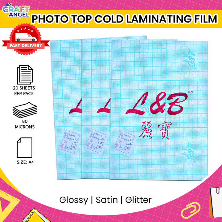 L&B Pro A4 Size Cold Laminating Film Photo Top Glossy/Satin/Glitter 80 Microns Waterproof for ...