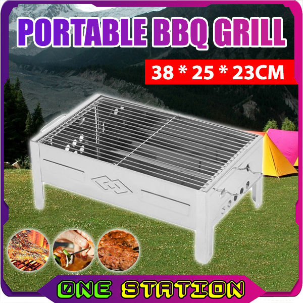 Portable BBQ Grill Outdoor Folding Barbecue Camping Hiking Charcoal ...