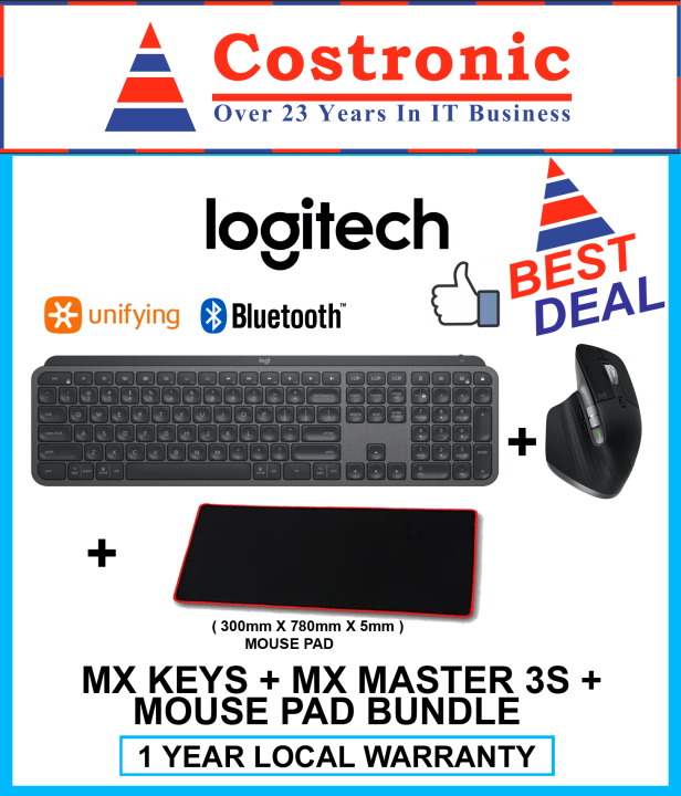 Logitech MX Keys Illuminated Wireless Keyboard + MX Master 3S Wireless ...