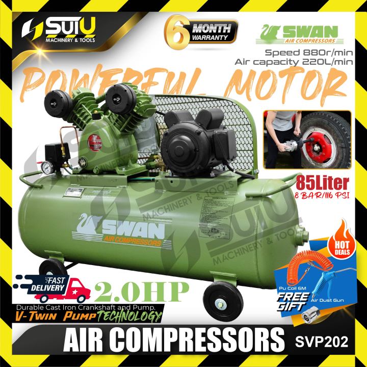 SWAN SVP-202 / SVP202 / SVP 202 2HP 85L Air Compressor 8bar | Lazada
