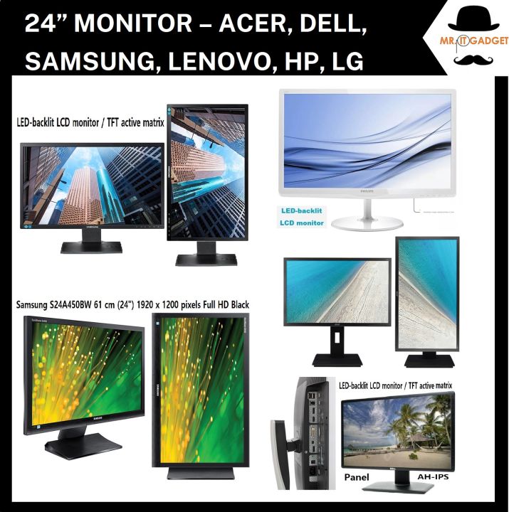 24 Inch Monitor Mixed Model - ACER, DELL, SAMSUNG, LENOVO, HP, LG | Lazada