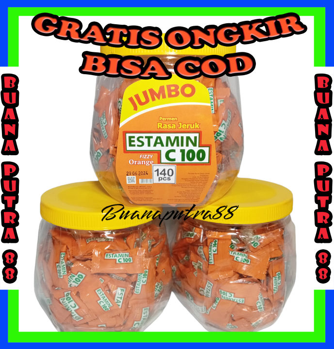 PERMEN ESTAMIN C100 ISI 140 PCS / PERMEN RASA JERUK | Lazada Indonesia