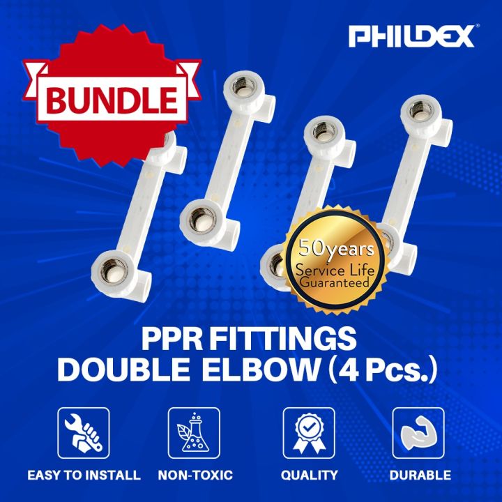 PHILDEX BUNDLE PROMO PPR Fittings - Double Elbow (20x1/2) | Lazada PH