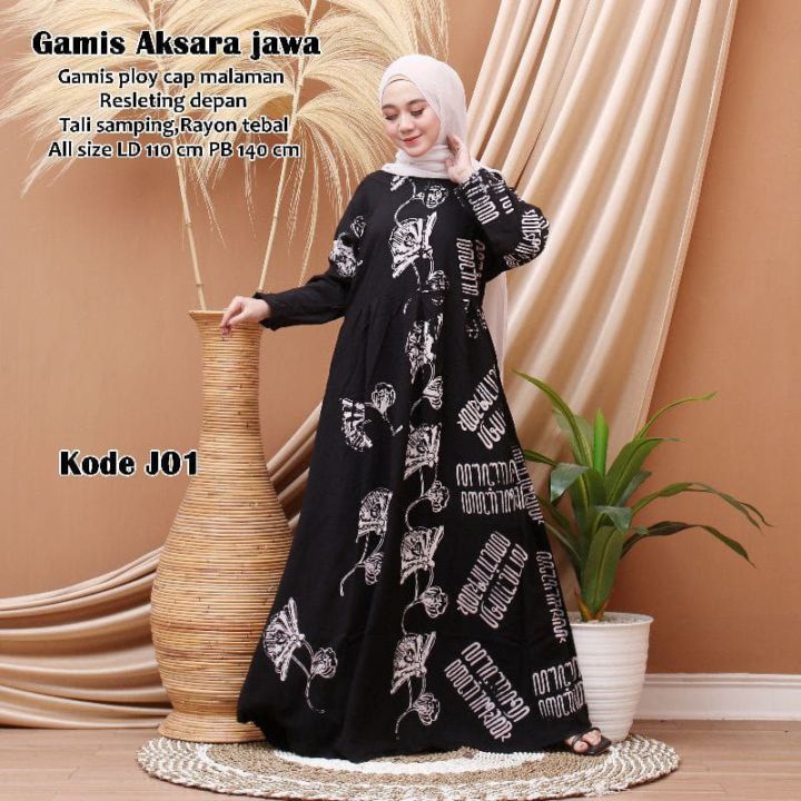 GAMIS AKSARA JAWA GAMIS ARABIC GAMIS PLOY BAHAN RAYON CAP MALAMAN GAMIS ...