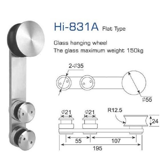 Set Roda Acc Pintu Kaca Sliding Frameless Gl Door Bracket Ke Kaca ...