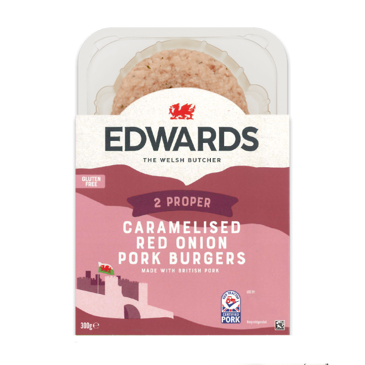Edwards of Conwy Caramelised Red Onion Pork Burgers 300g | Lazada