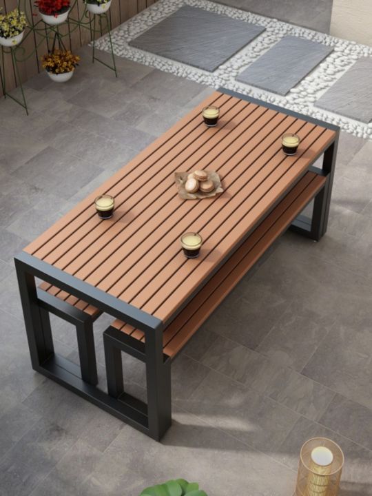 Outdoor rectangular table home courtyard terrace rooftop dining table ...