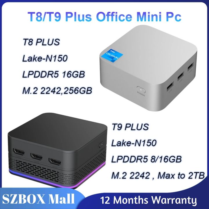T8/T9 Plus Mini Pc N150 LPDDR5 8/16GB M.2 2242 SSD Wifi BT RJ45*2 Desktop Office Gamer Computer ...
