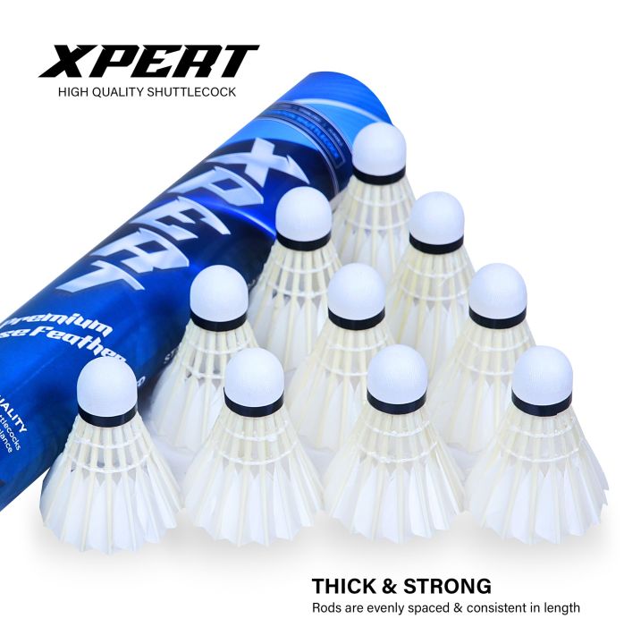 Xpert Shuttlecock | Speed 76 &77 | Premium Goose Feather | Badminton ...