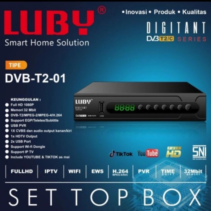 Luby DVB-T2-01 Set Top Box TV Receiver STB Digital Full HD SNI | Lazada ...