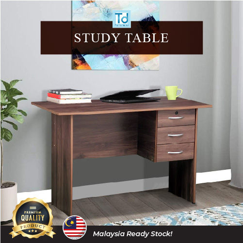 Classic Simple 4ft Table Wooden Office Study Table (Walnut) | Writing ...