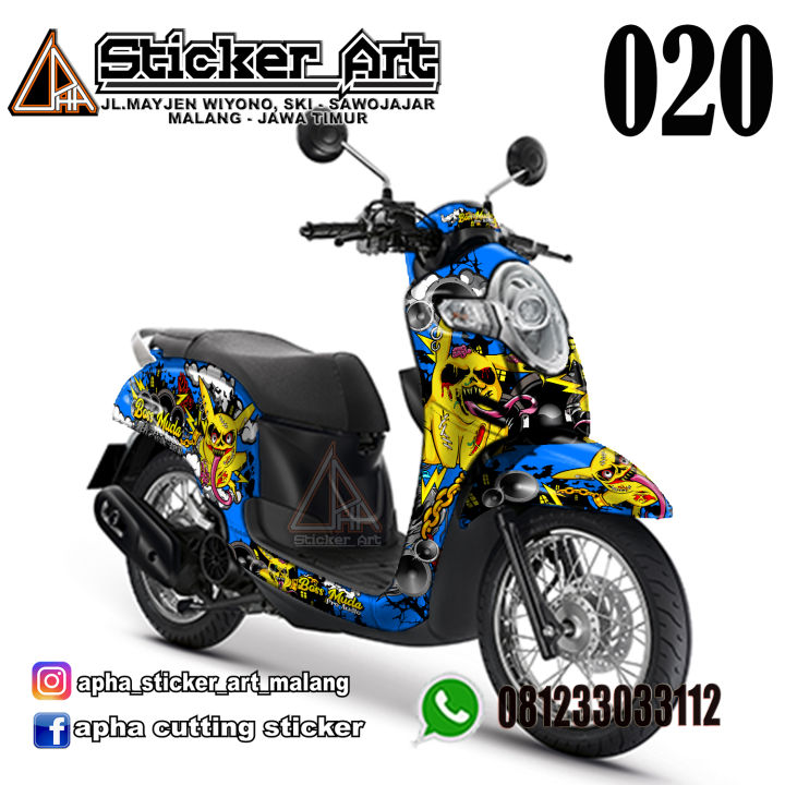 STIKER STICKER DECAL MOTOR HONDA SCOOPY MURAH KEREN pikachu zombie ...