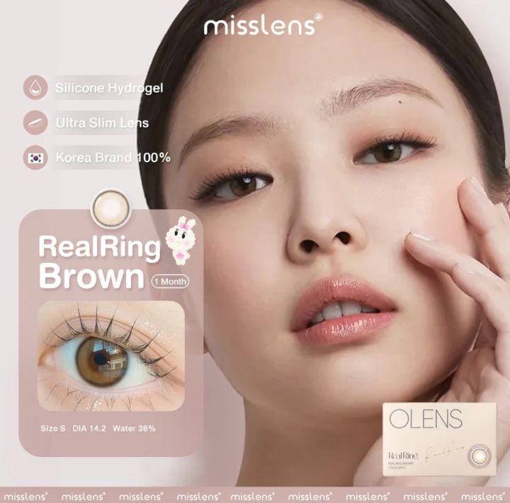 (เติมสต็อกแล้ว ) คอนแทคเลนส์เกาหลี Olens รุ่น Realring สี Brown / Gray เลนส์รายเดือน #misslens ...