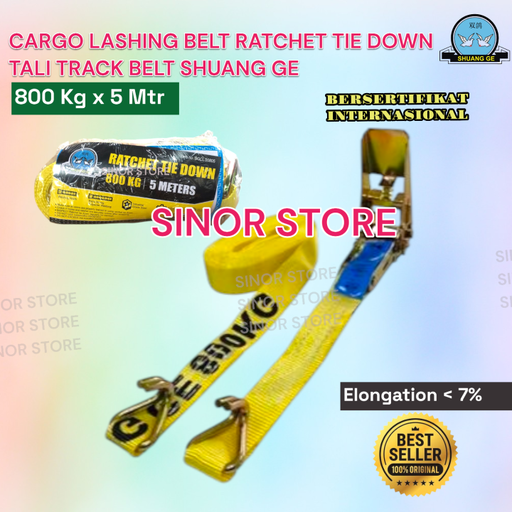 Cargo Lashing SHUANG GE 800 Kg x 5 Mtr Ratchet Tie Down Tali Track Belt ...