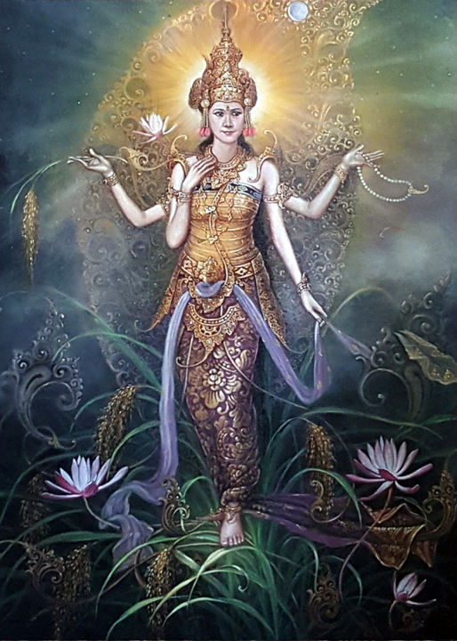 LUKISAN CETAK DEWI SRI/POSTER NYI POHACI SANGHYANG ASRI DEWI SRI/HIASAN DINDING DEWI SRI/BISA ...