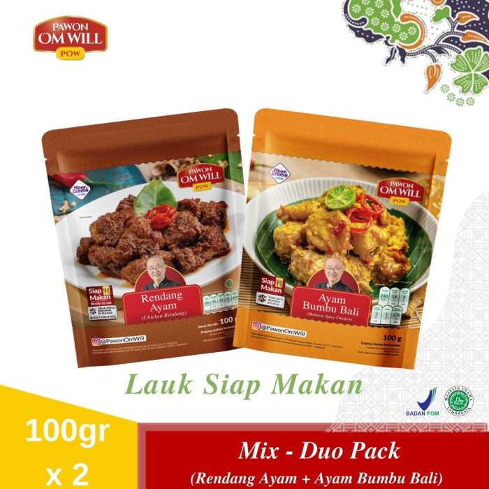 Pawon Om Will - Mix Duo Pack [Rendang Ayam + Ayam Bumbu Bali] | Lazada ...