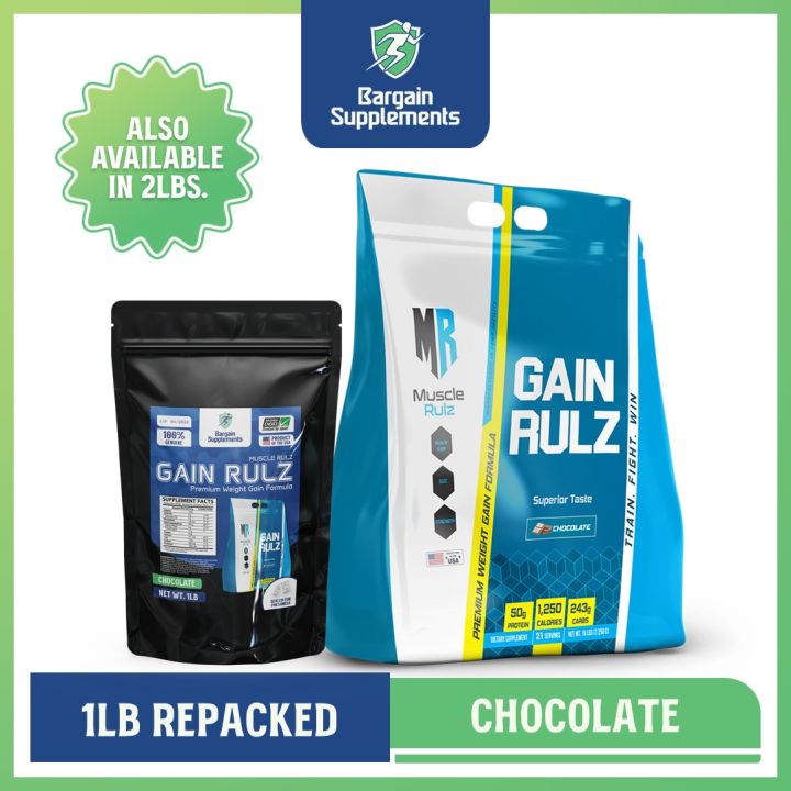 MUSCLE RULZ GAIN RULZ PREMIUM WEIGHT GAINER PROTEIN FORMULA 1LB / 2LBS ...