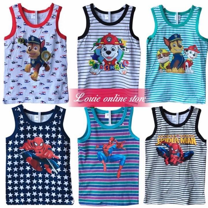 Cotton Sando kids Assorted Sticker Printed Sando For Kids Boy 1-14 yrs ...