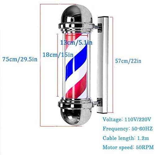 【LightYourHome】(70-90cm) Barber Shop Pole Lamp Waterproof Red White ...