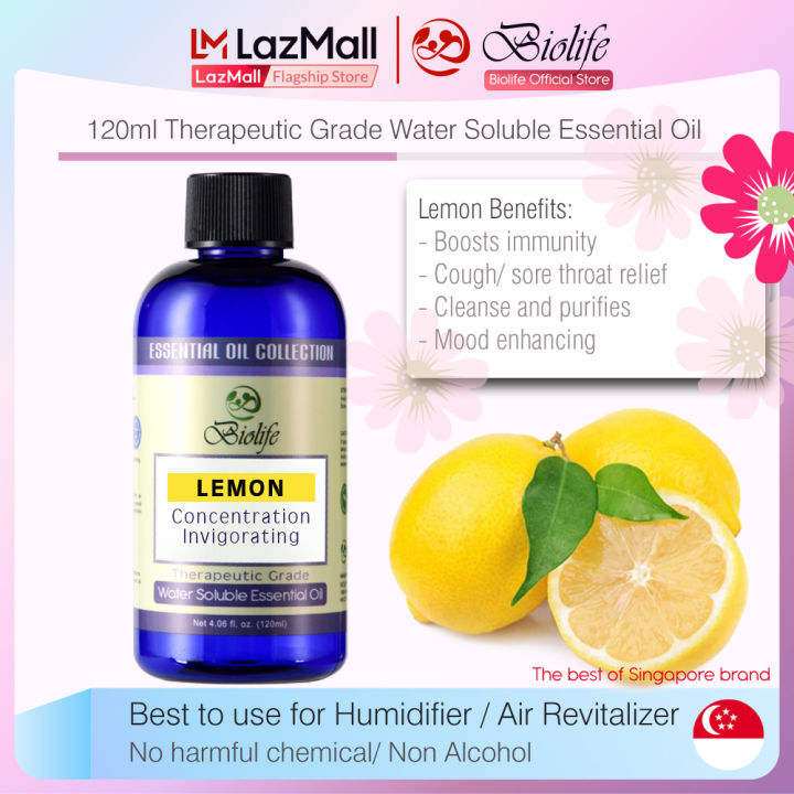 Biolife Lemon Pure Water Soluble Essential Oil (120ml), Made with ...