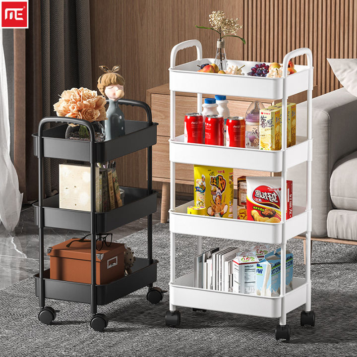 3/4 Tier Trolley Kitchen Storage Racks Office Shelves Book Shelving ...