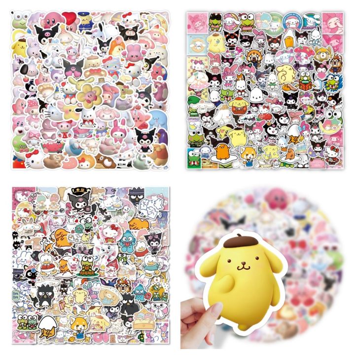 100PCS Mixed Cartoon Sanrio Stickers Cute Hello Kitty Cinnamoroll ...