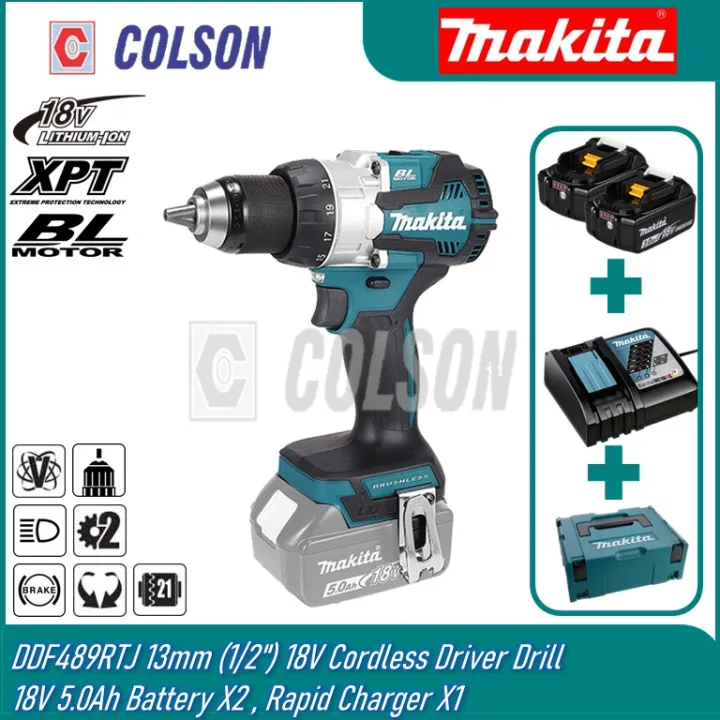 COLSON MAKITA DDF489RTJ/Z 13mm (1/2") 18V Cordless Driver Drill Solo ...