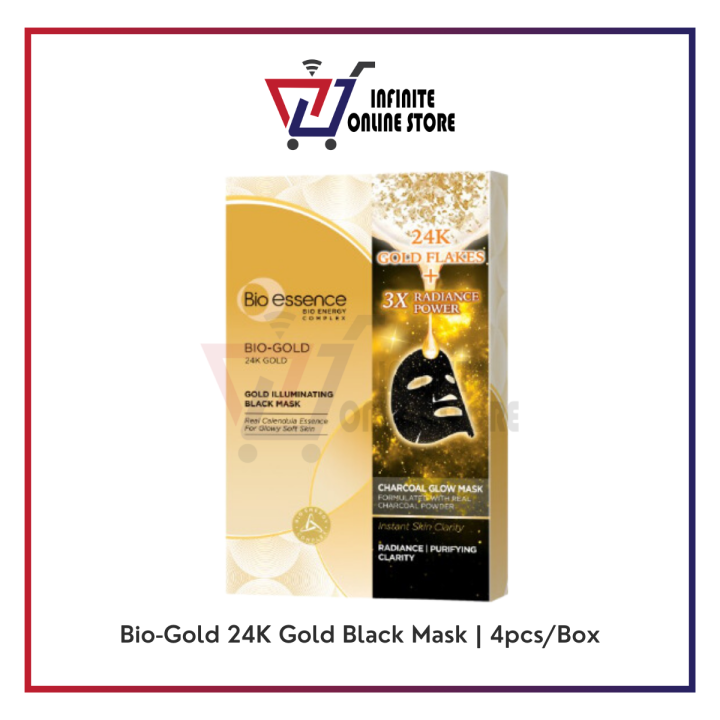 BIO-ESSENCE Bio-Gold 24K Gold Illuminating Black Facial Mask (25ml x ...