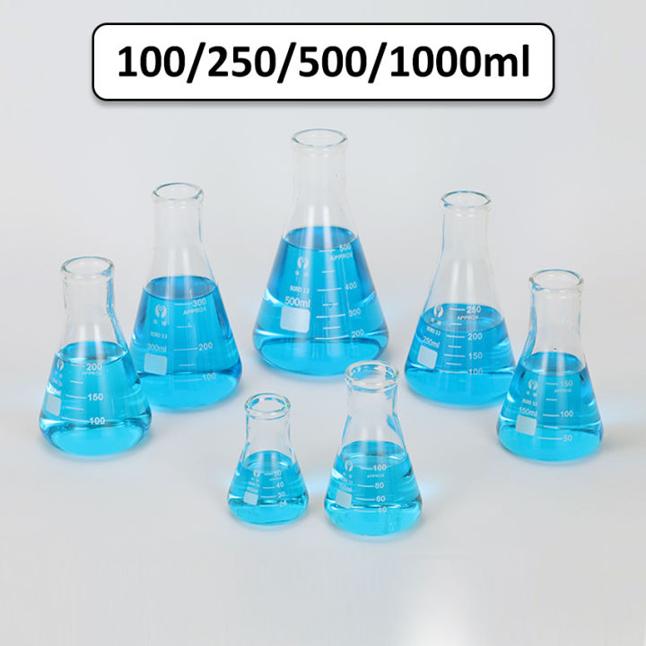 100-1000ML Glass Erlenmeyer Flask Straight Small Mouth Triangle Flask ...