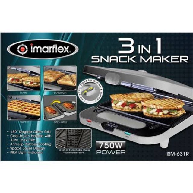 Imarflex Snack Maker 3 in 1 / Sandwich Maker / Waffle Maker / Panini ...