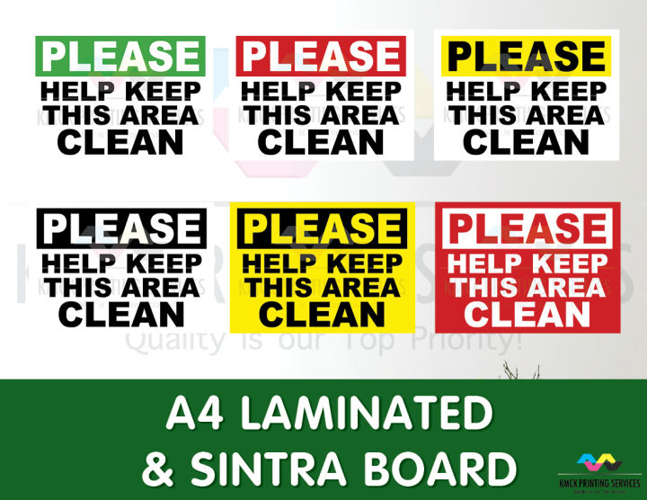 Please Help Keep This Area Clean Signages | Lazada PH