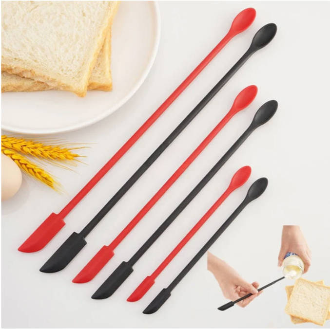 Mini Silicone Spatula Heat Resistant Long Handle Dual-Ended Scraper ...