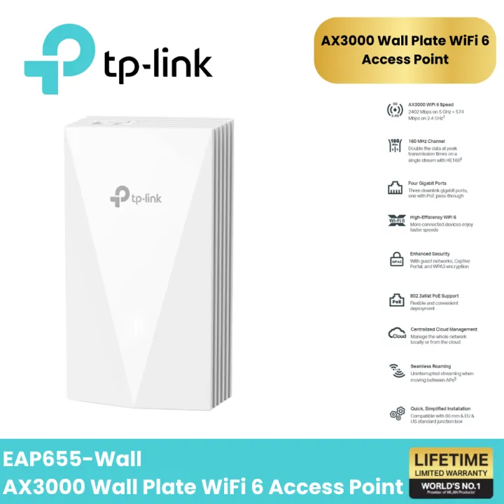 TP-LINK EAP655-Wall AX3000 Wall Plate WiFi 6 Access Point | Lazada.co.th