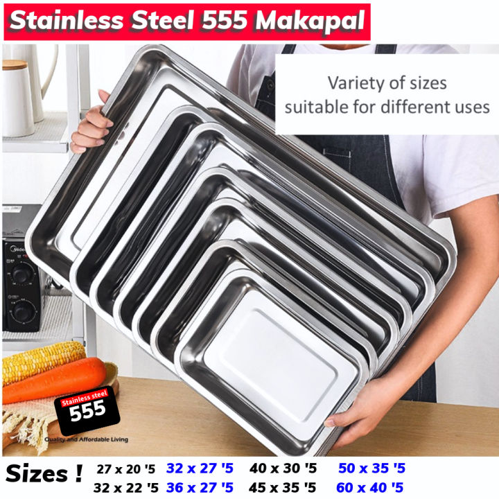 AKAPE - Multipurpose Stainless Steel Rectangular Food Tray Serving Tray ...
