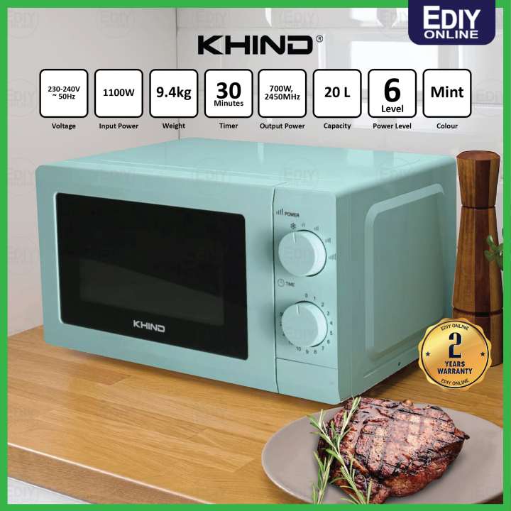 【NEW】KHIND MW-2001 Speedy Defrost 20L Microwave Oven 1100W 6 Power ...
